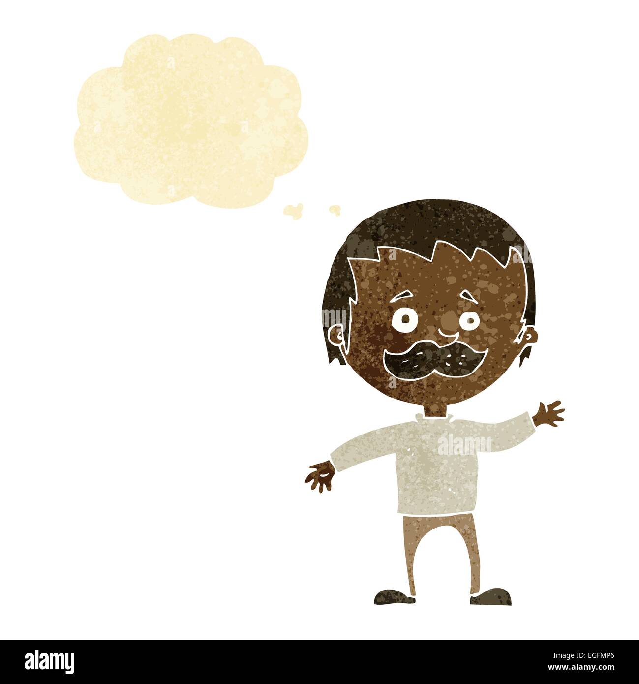 cartoon man with mustache waving with thought bubble Stock Vector Image ...