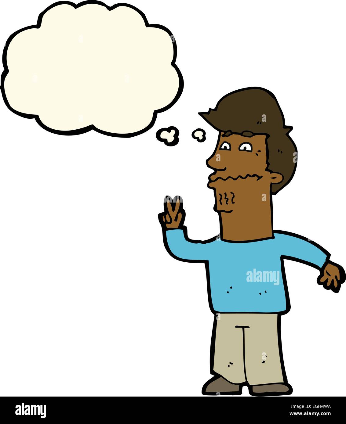 cartoon man giving peace sign with thought bubble Stock Vector Image ...