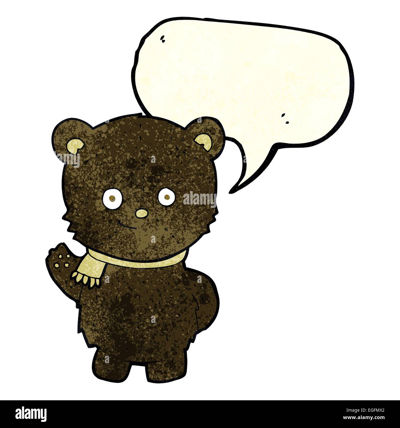 cute cartoon black bear waving with speech bubble Stock Vector Image ...