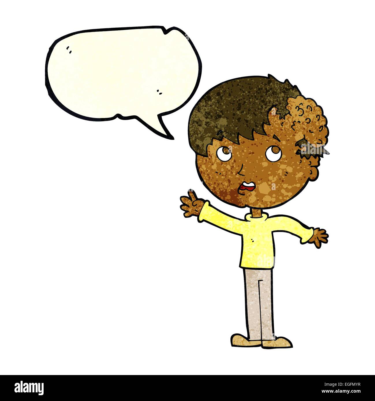 cartoon boy with growth on head with speech bubble Stock Vector Image ...