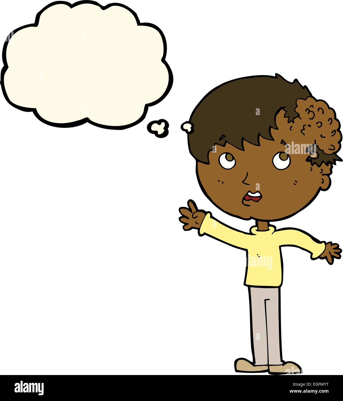 cartoon boy with growth on head with thought bubble Stock Vector Image ...