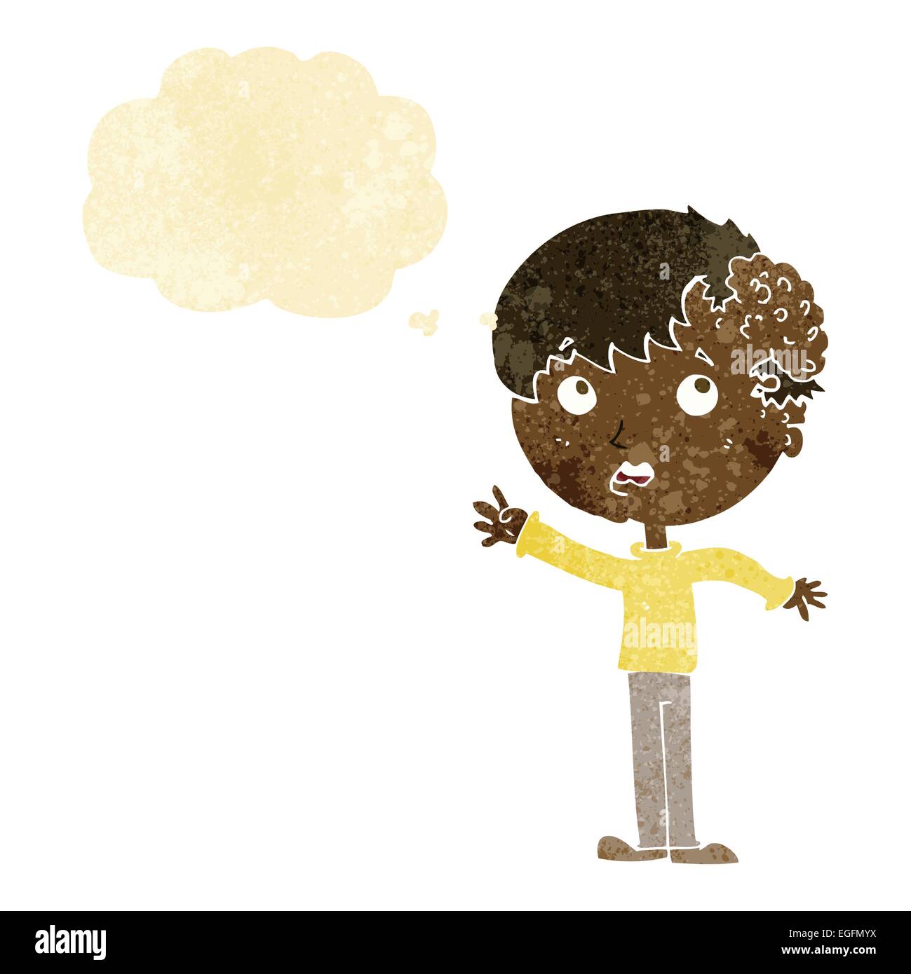 cartoon boy with growth on head with thought bubble Stock Vector Image ...
