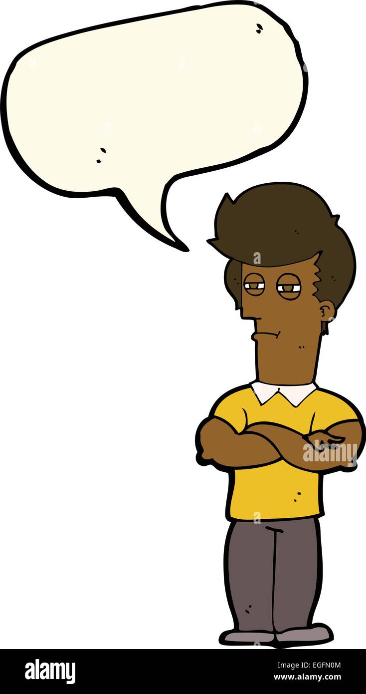 cartoon man with folded arms with speech bubble Stock Vector Image ...
