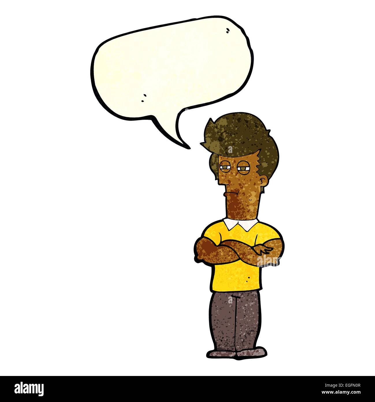 cartoon man with folded arms with speech bubble Stock Vector Image ...