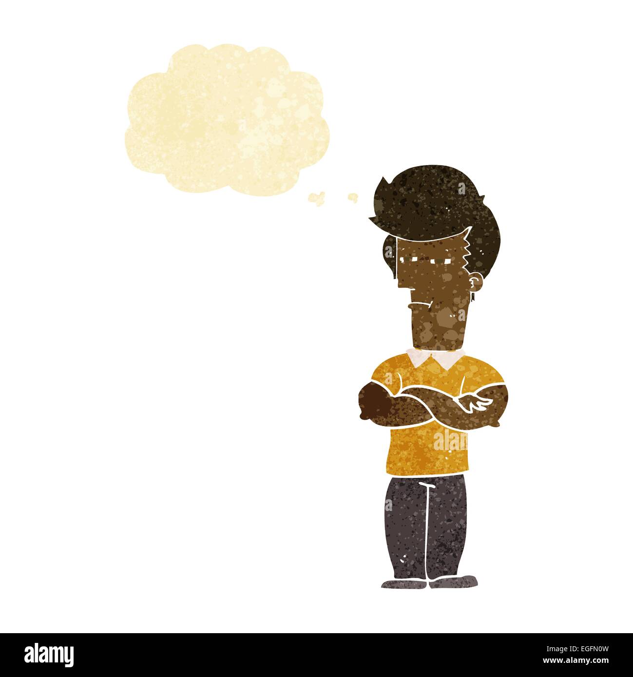 cartoon man with folded arms with thought bubble Stock Vector Image ...
