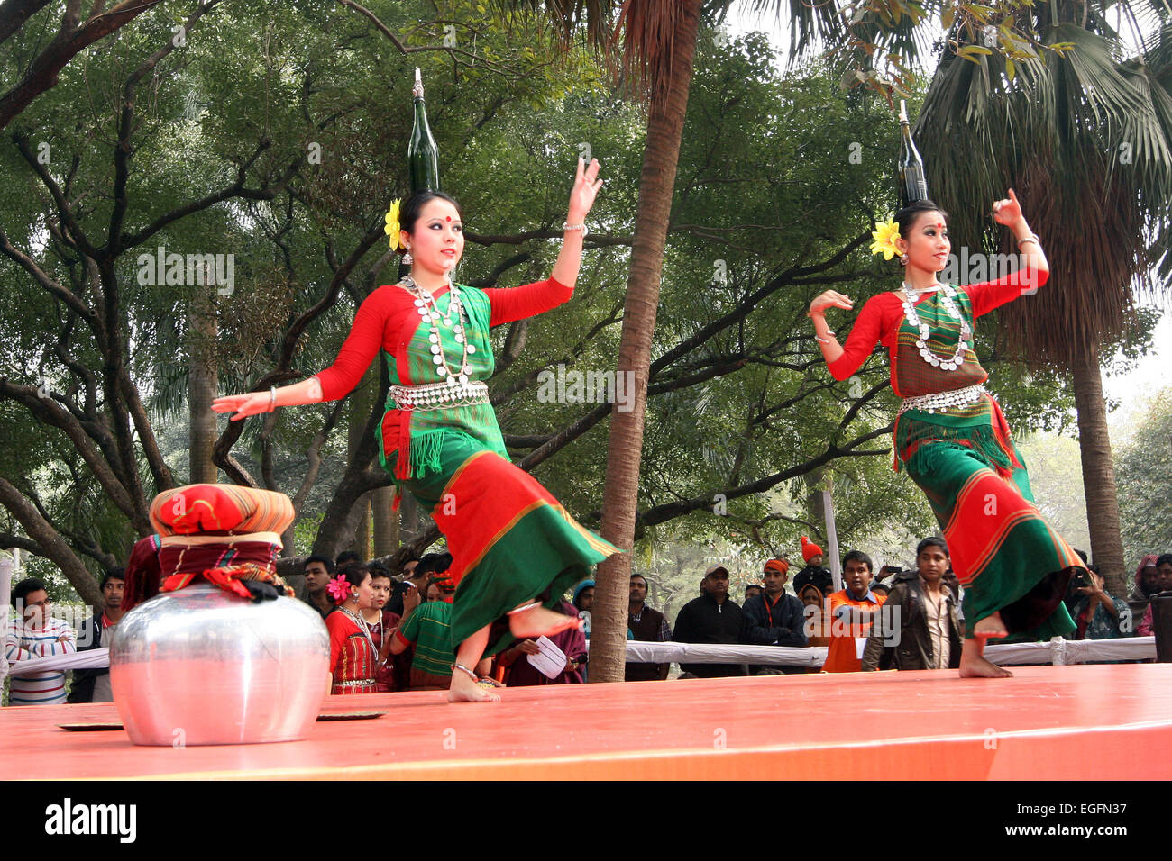 December 2014 -Tribal people presenting their traditional dance in a ...
