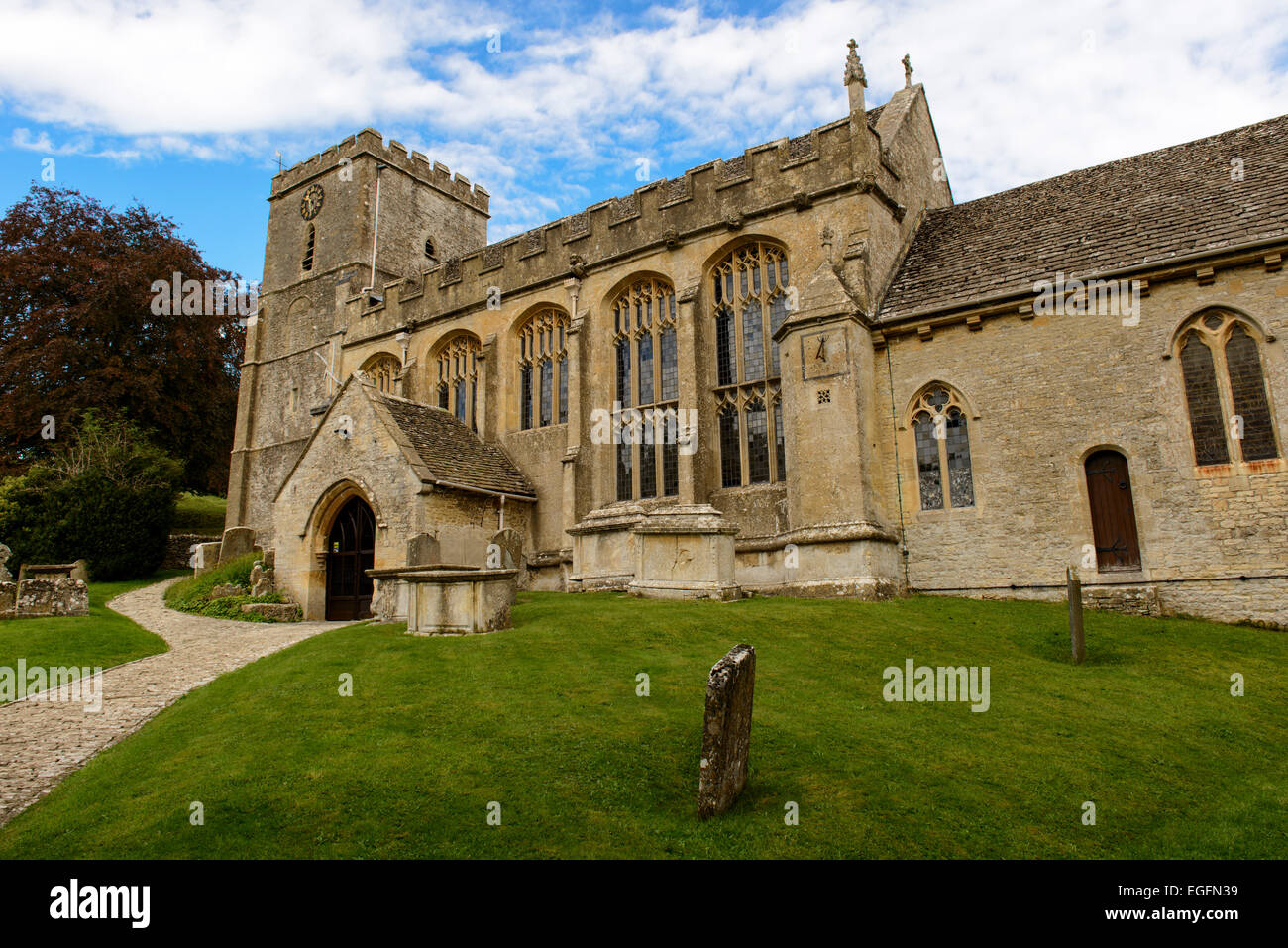 St Andrew's Church in the Cotswold village of Chedworth ...