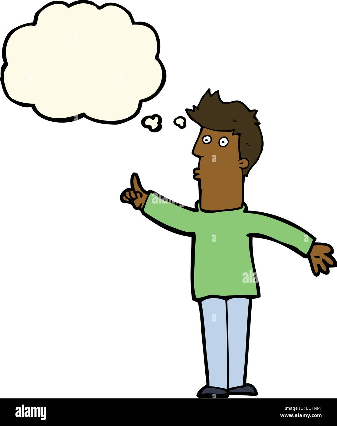 cartoon man advising caution with thought bubble Stock Vector Image ...