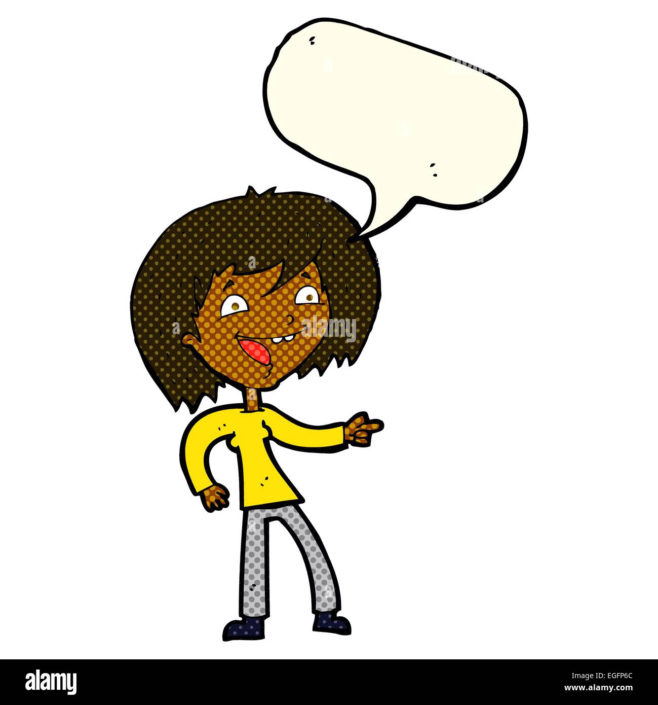 cartoon woman laughing and pointing with speech bubble Stock Vector ...