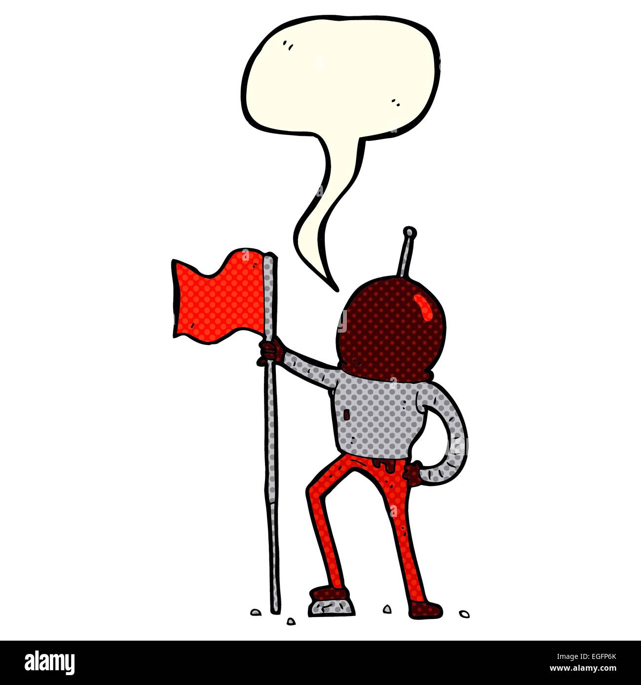 cartoon astronaut planting flag with speech bubble Stock Vector Image ...