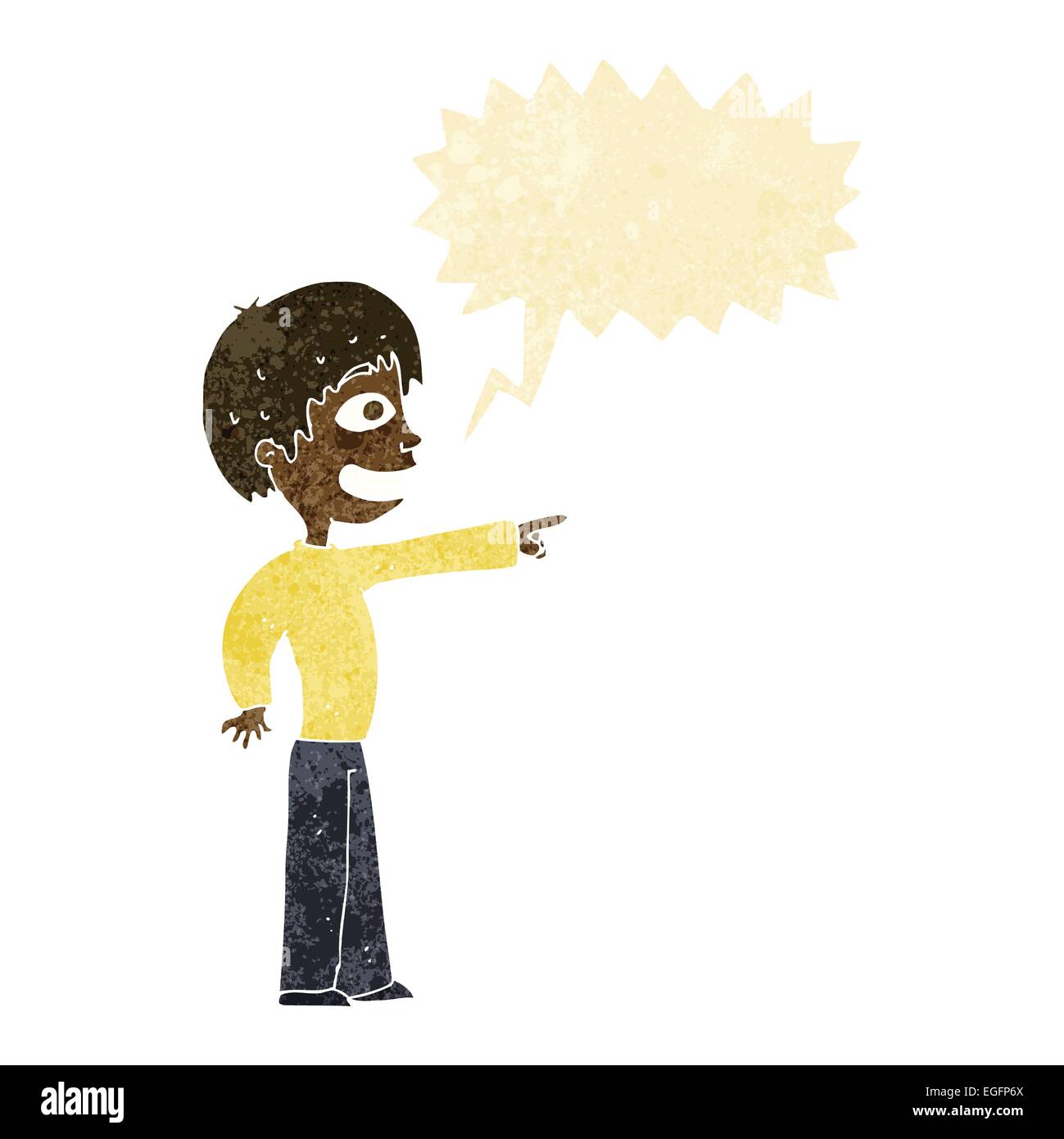 cartoon grinning boy pointing with speech bubble Stock Vector Image ...