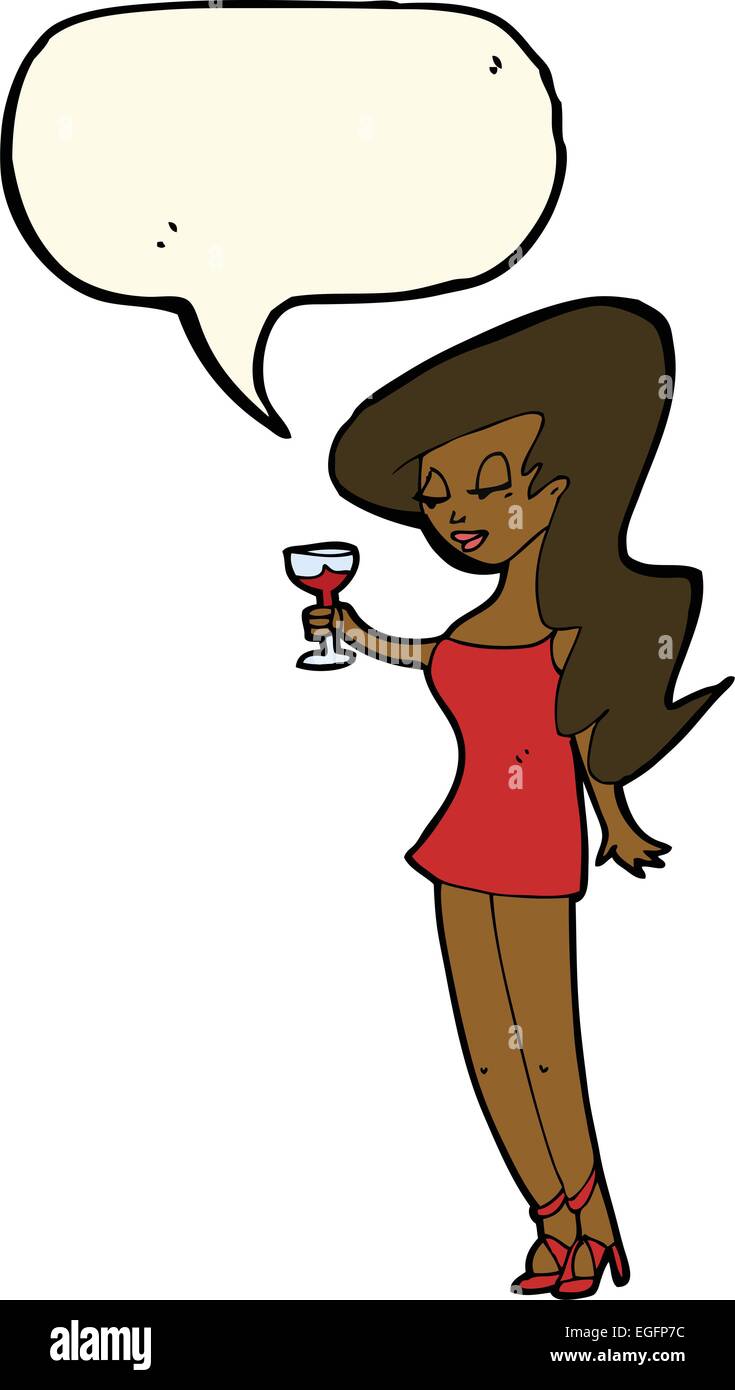 cartoon woman at party with speech bubble Stock Vector Image & Art - Alamy