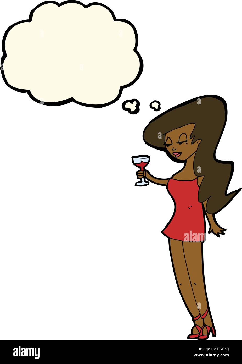 cartoon woman at party with thought bubble Stock Vector Image & Art - Alamy