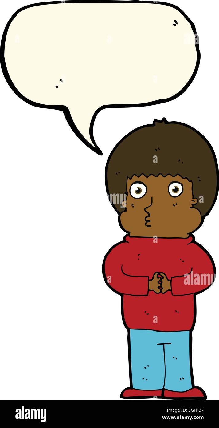 cartoon shy boy with speech bubble Stock Vector Image & Art - Alamy