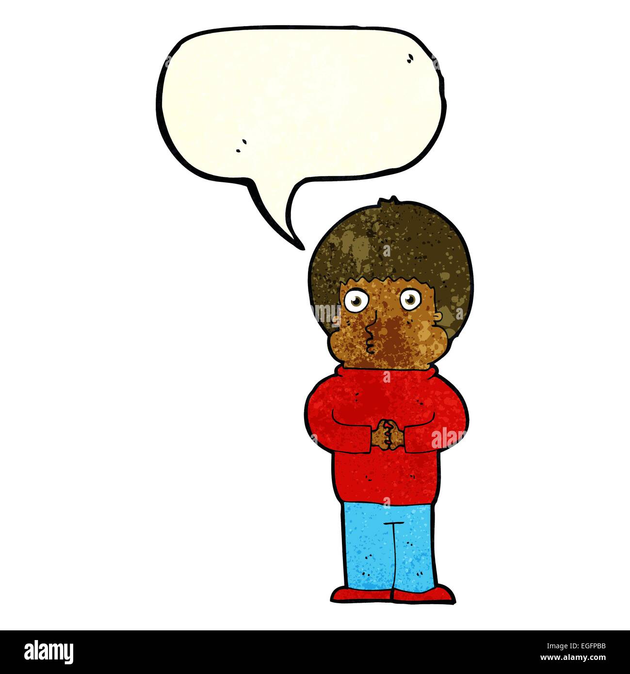 cartoon shy boy with speech bubble Stock Vector Image & Art - Alamy
