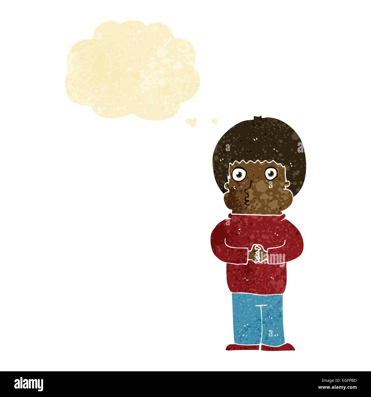 cartoon shy boy with thought bubble Stock Vector Image & Art - Alamy