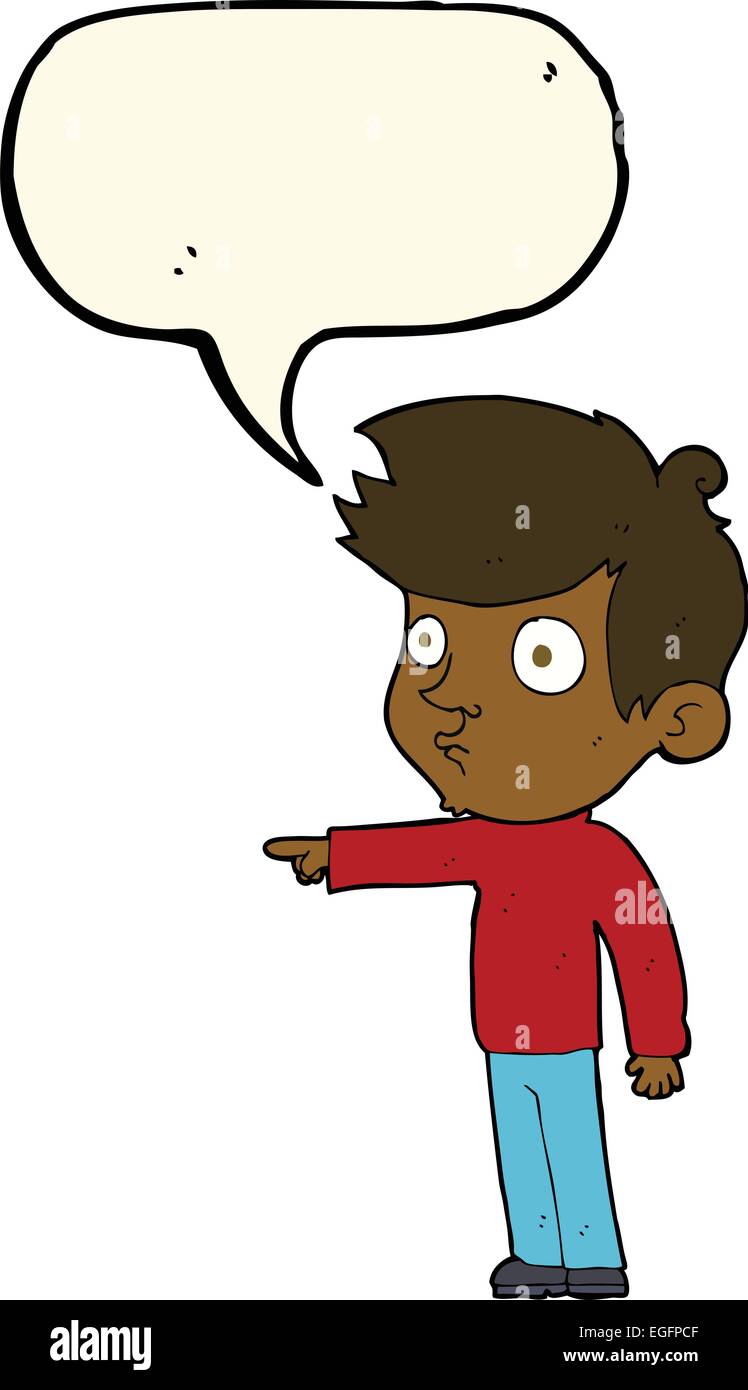 cartoon pointing boy with speech bubble Stock Vector Image & Art - Alamy