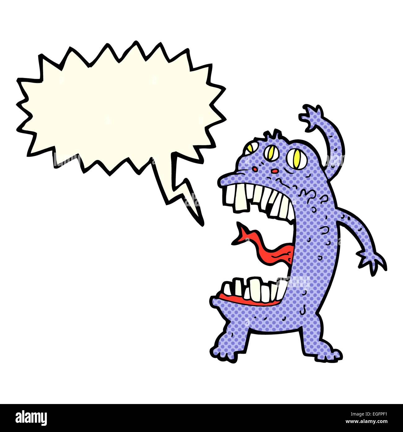 cartoon crazy monster with speech bubble Stock Vector Image & Art - Alamy