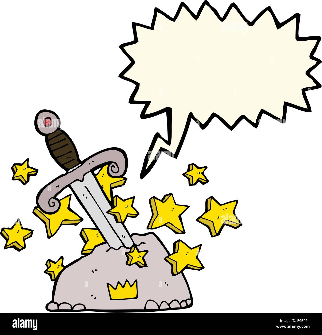 cartoon magical sword in stone with speech bubble Stock Vector Image ...