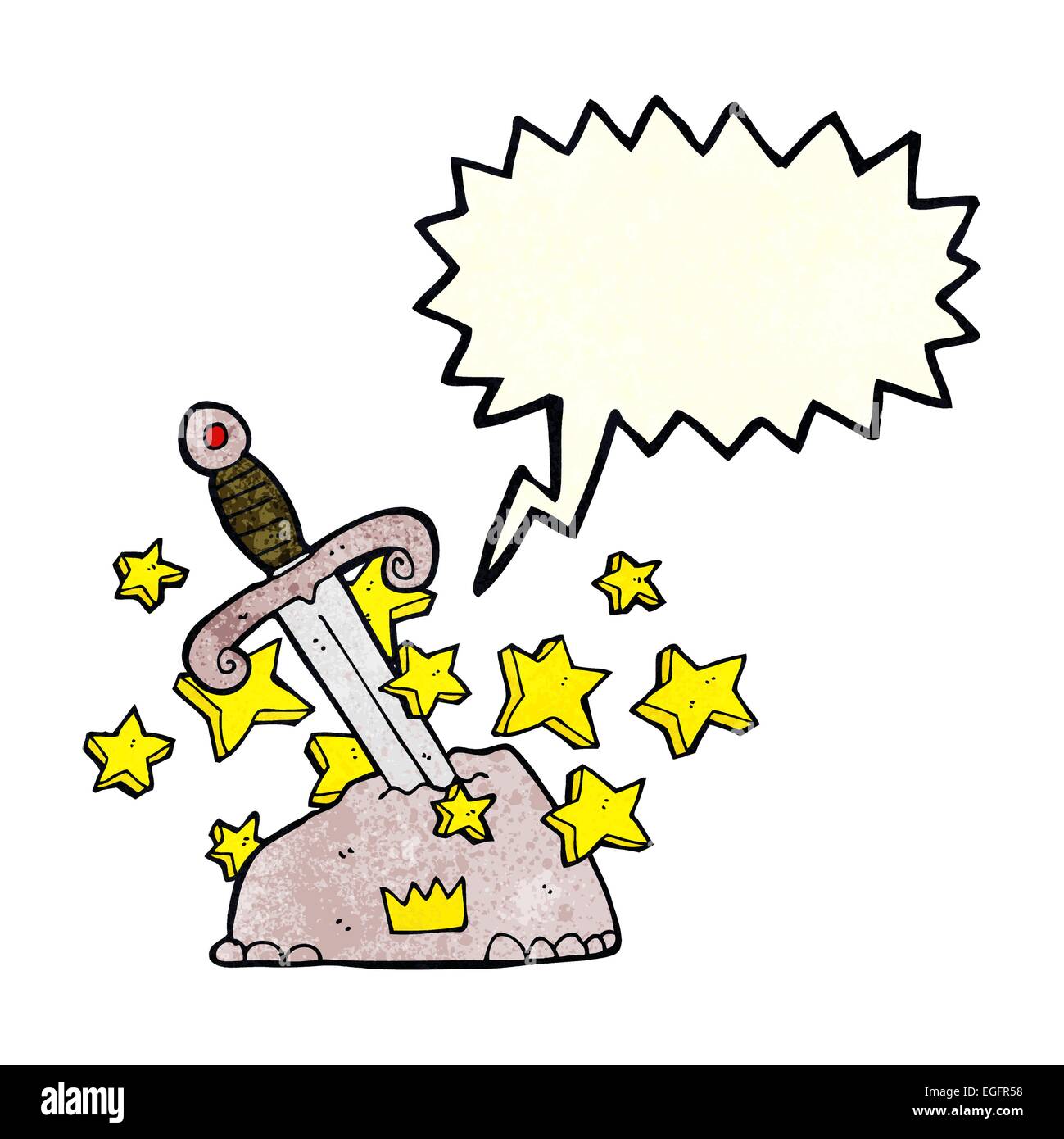 cartoon magical sword in stone with speech bubble Stock Vector Image ...