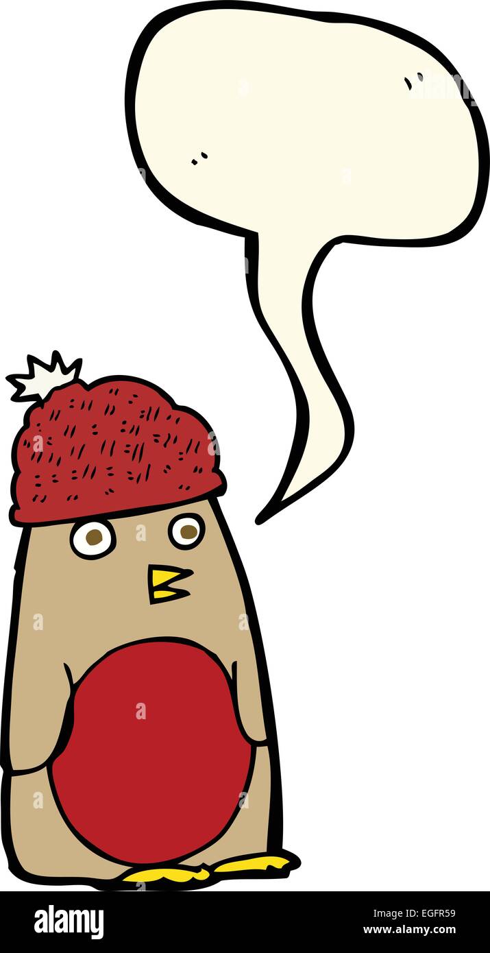 cartoon robin in hat with speech bubble Stock Vector Image & Art - Alamy