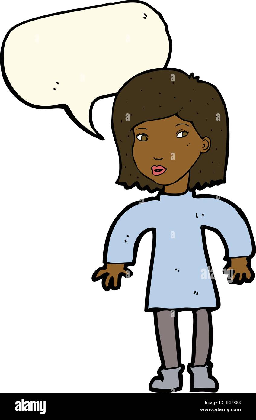cartoon cautious woman with speech bubble Stock Vector Image & Art - Alamy