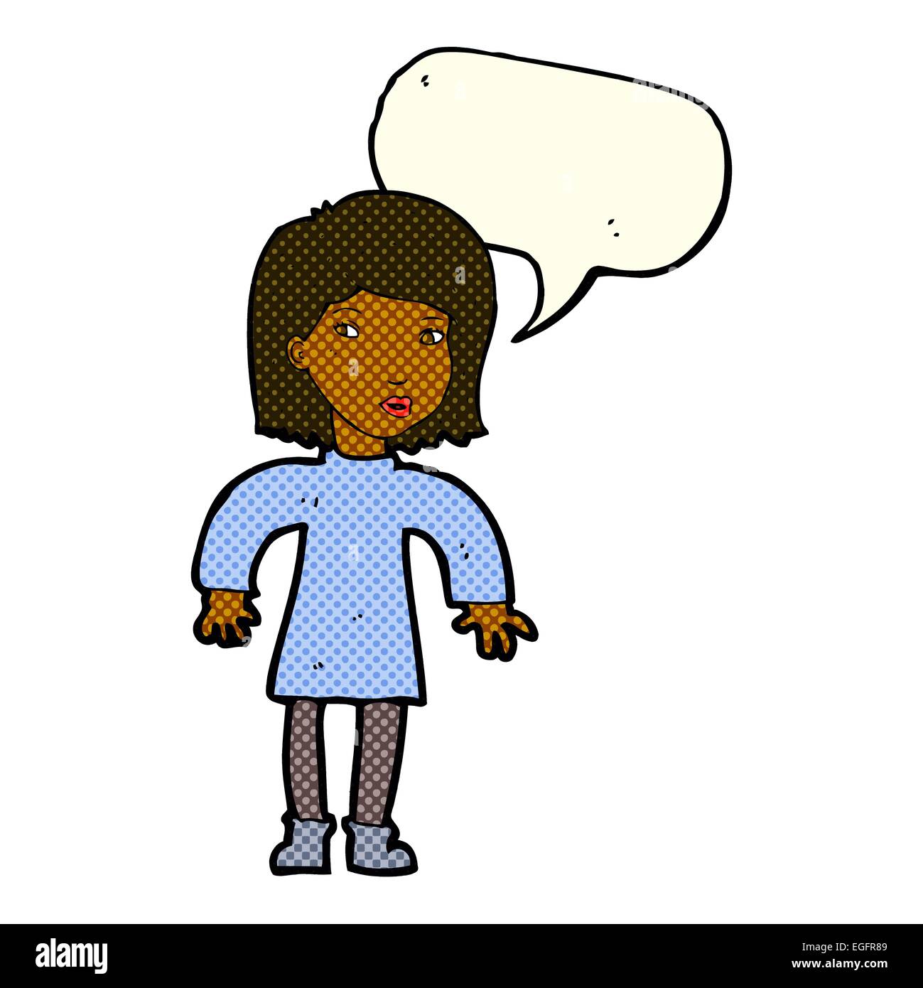 cartoon cautious woman with speech bubble Stock Vector Image & Art - Alamy
