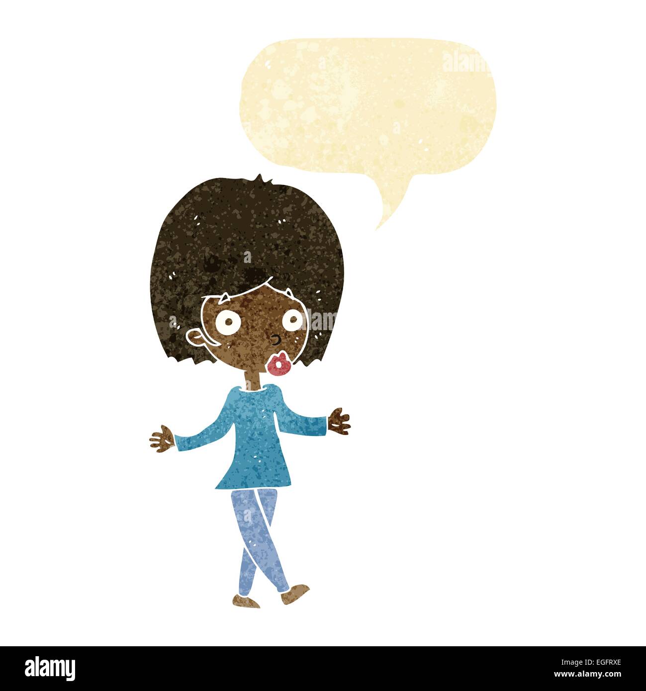 cartoon confused woman with speech bubble Stock Vector Image & Art - Alamy