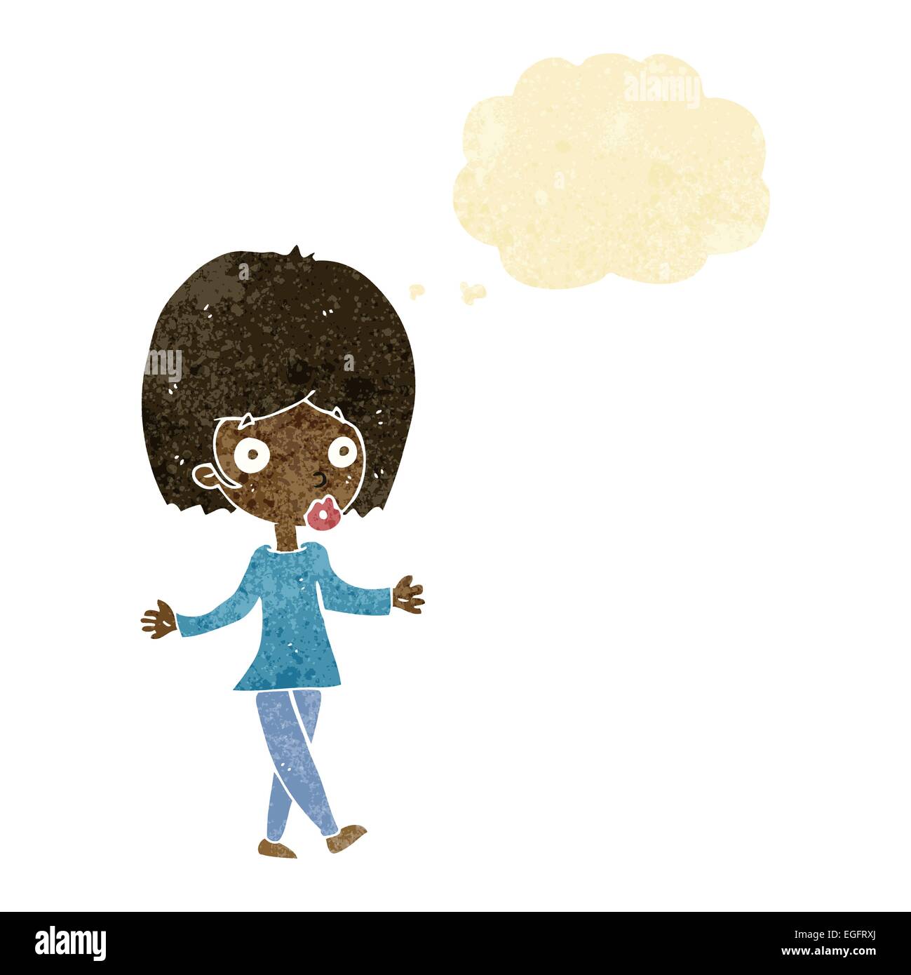 cartoon confused woman with thought bubble Stock Vector Image & Art - Alamy