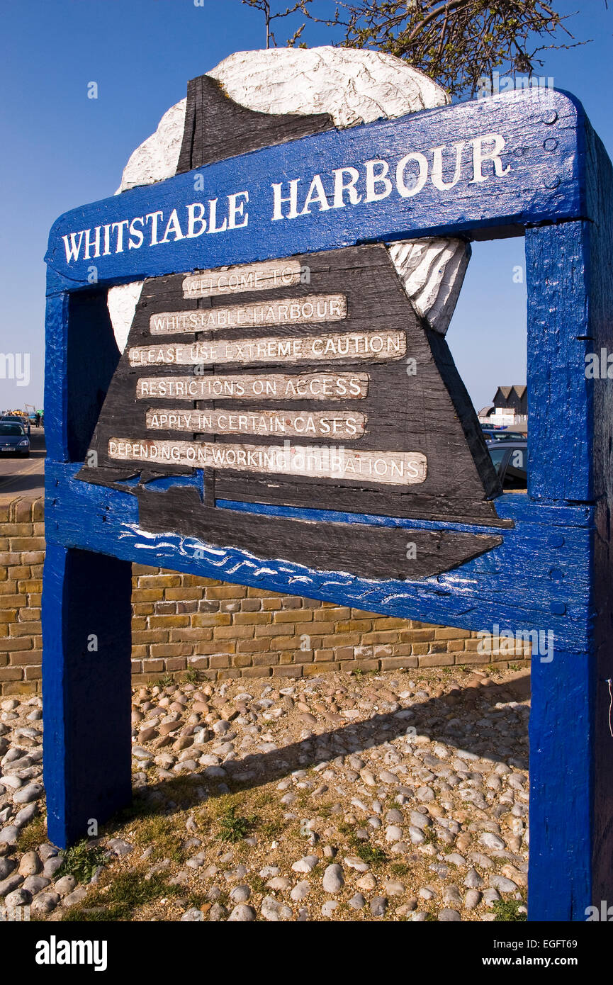 sign at the entrance to whitstable harbour kent Stock Photo - Alamy