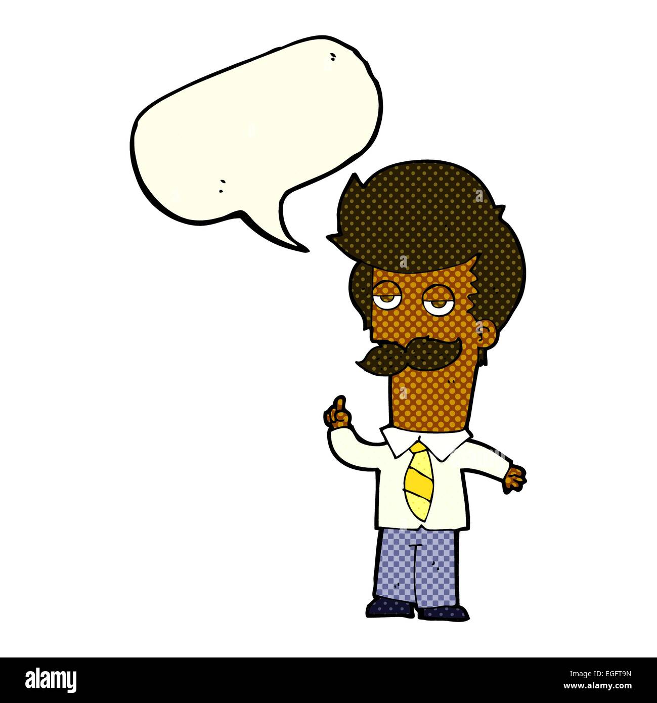 cartoon man with mustache explaining with speech bubble Stock Vector ...