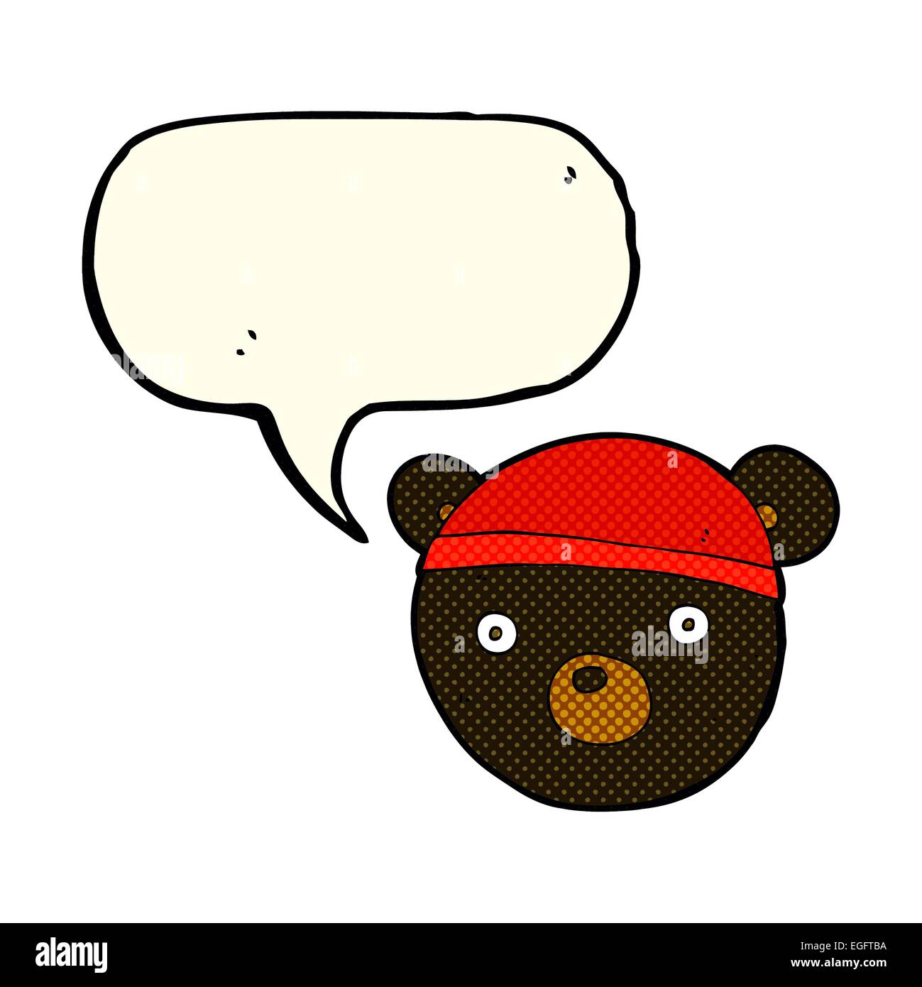 cartoon black bear cub wearing hat with speech bubble Stock Vector ...