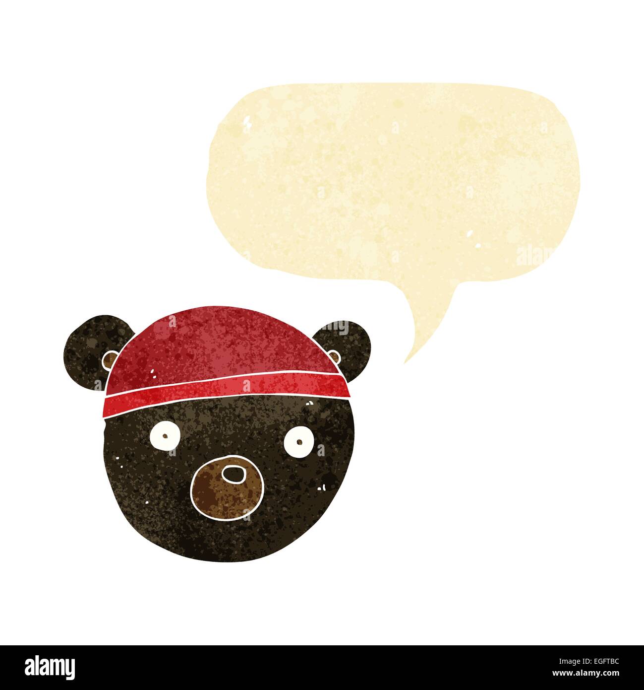 cartoon black bear cub wearing hat with speech bubble Stock Vector ...