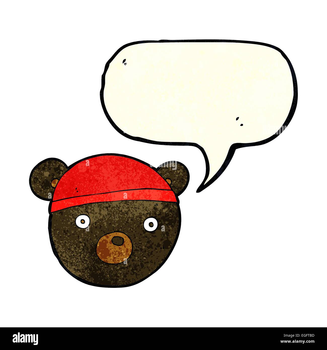 cartoon black bear cub wearing hat with speech bubble Stock Vector ...