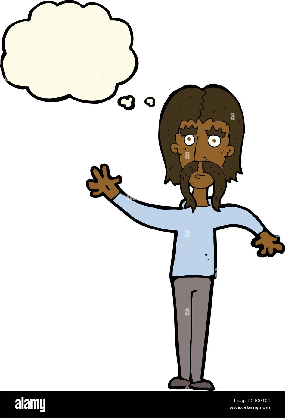 cartoon waving man with mustache with thought bubble Stock Vector Image ...