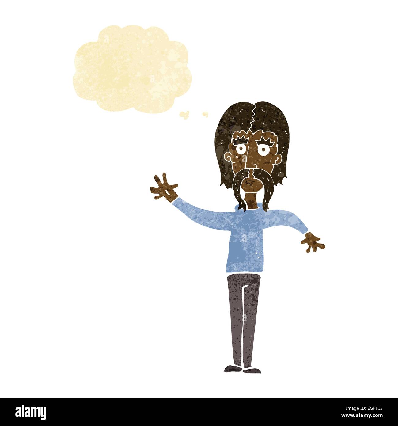 cartoon waving man with mustache with thought bubble Stock Vector Image ...