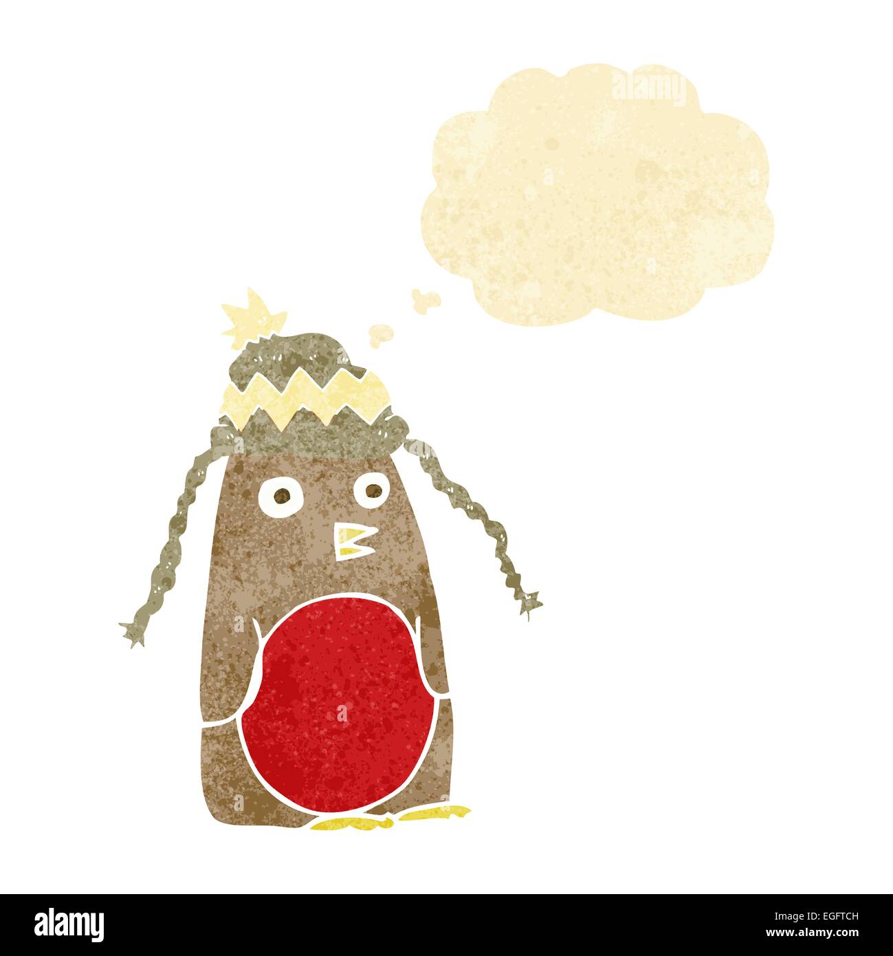 cartoon robin in hat with thought bubble Stock Vector Image & Art - Alamy