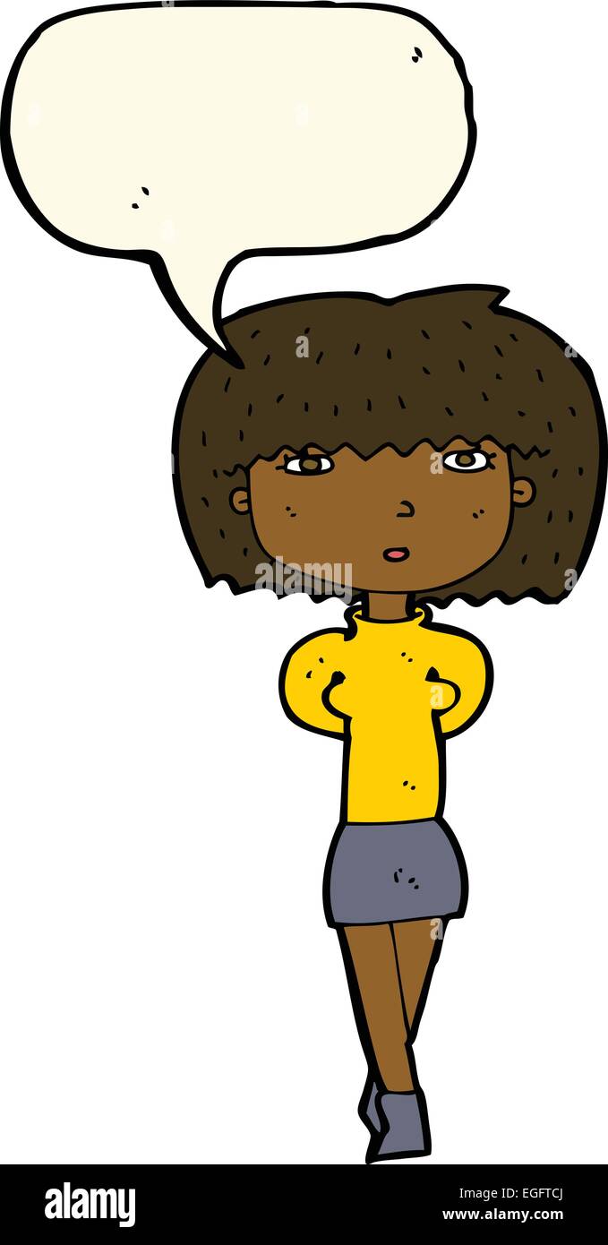 cartoon shy woman with speech bubble Stock Vector Image & Art - Alamy