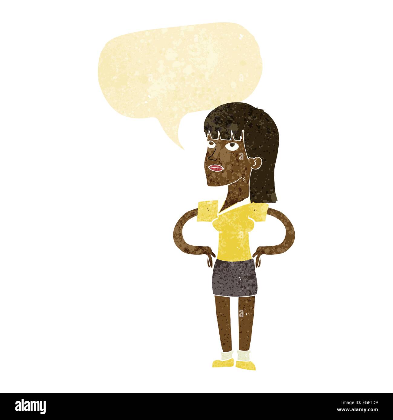 cartoon woman with hands on hips with speech bubble Stock Vector Image ...