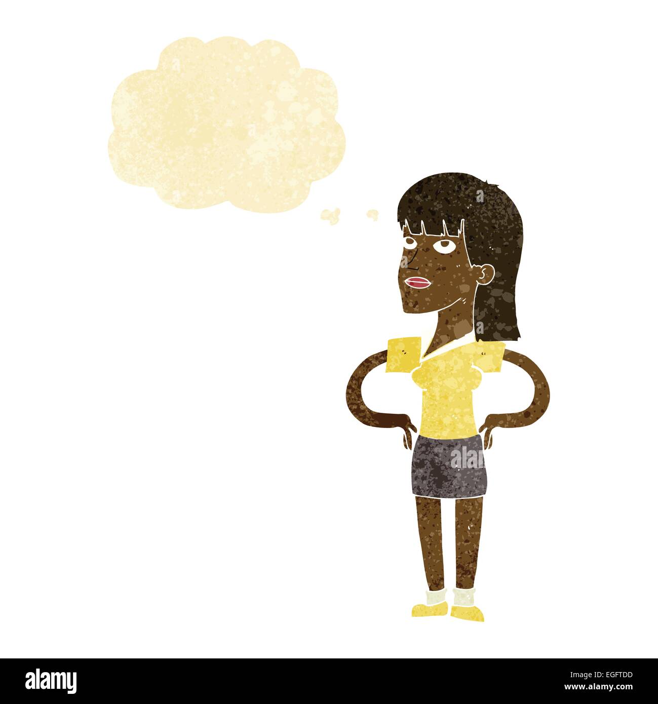 cartoon woman with hands on hips with thought bubble Stock Vector Image ...