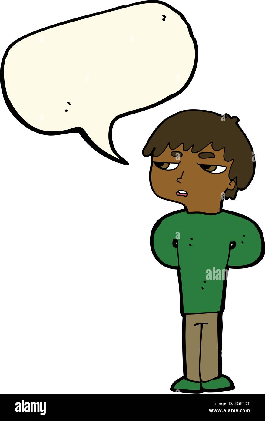 cartoon antisocial boy with speech bubble Stock Vector Image & Art - Alamy