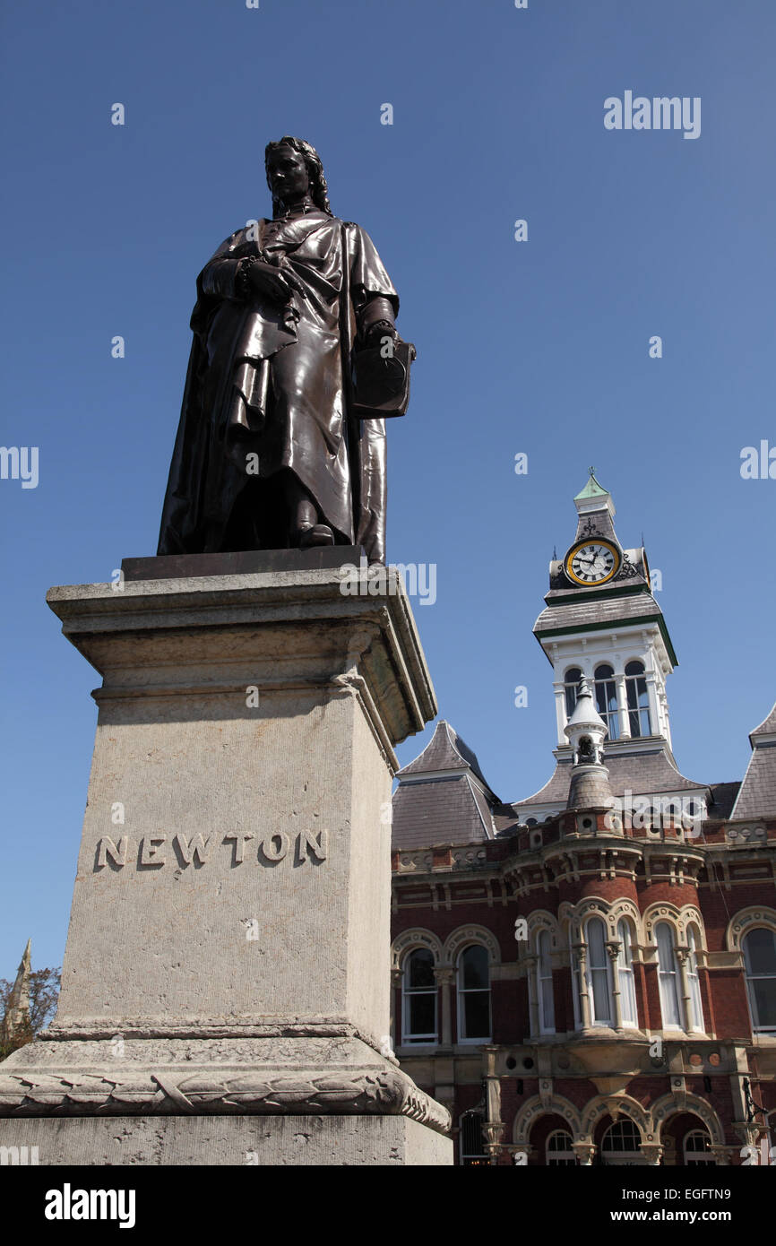 Statue of Sir Isaac Newton outside the Guildhall Arts Centre in ...