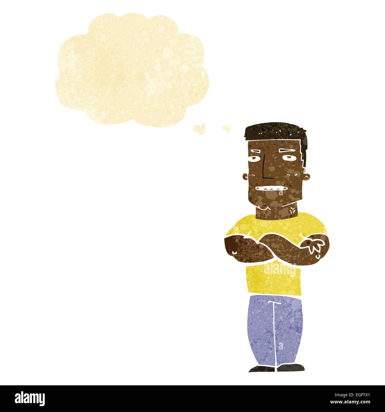 cartoon tough guy with folded arms with thought bubble Stock Vector ...