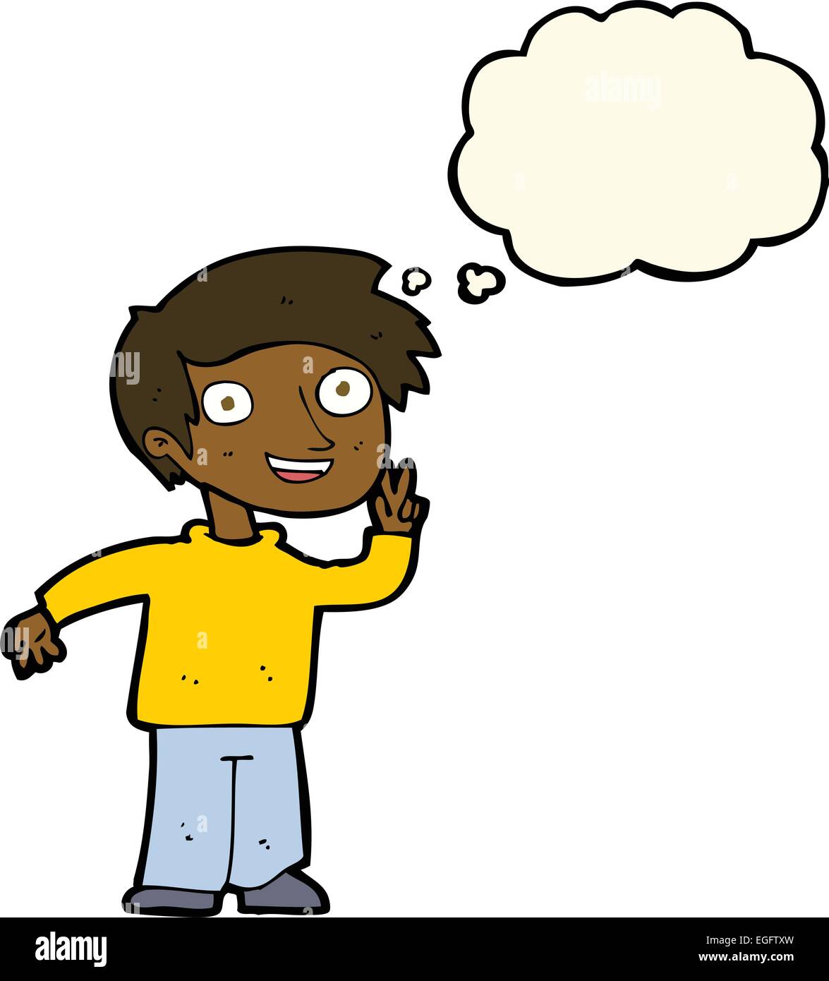 cartoon boy posing for photo with thought bubble Stock Vector Image ...