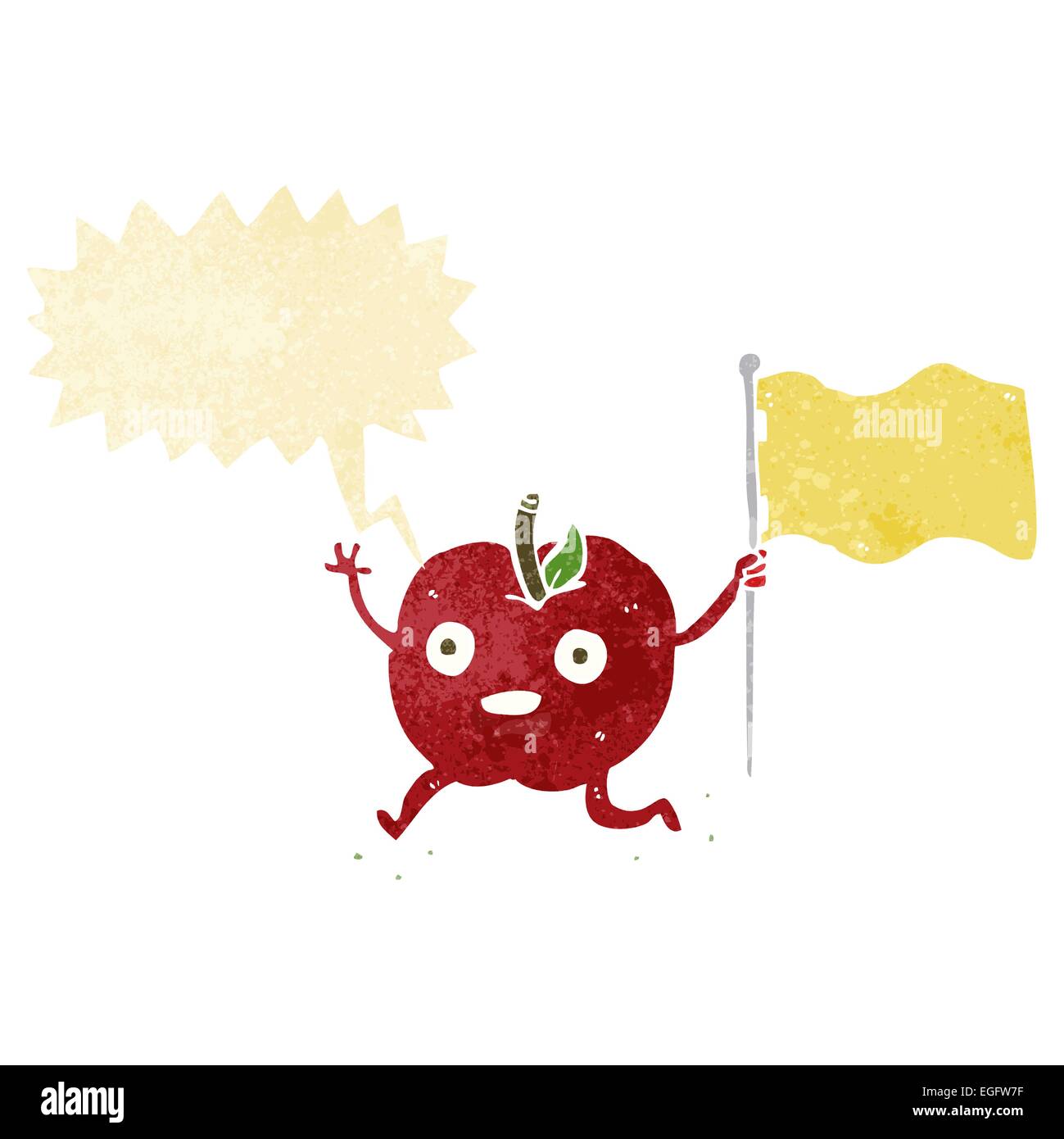 cartoon funny apple with flag with speech bubble Stock Vector Image ...