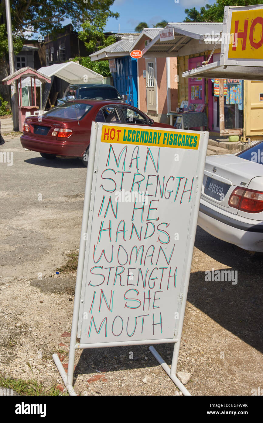 Billboard written in typical Caribbean style and English Stock Photo ...