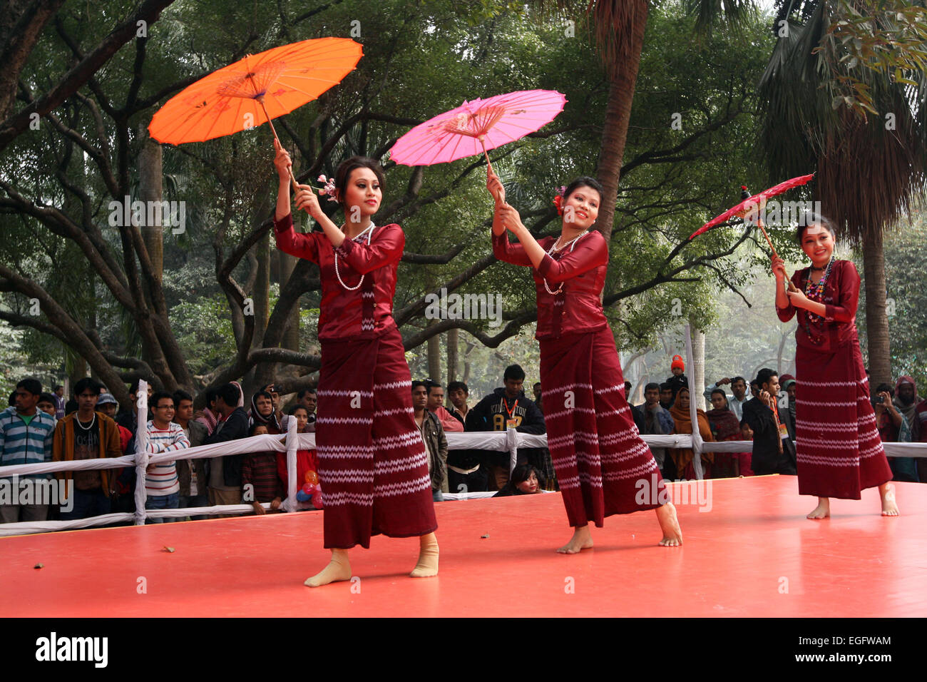December 2014 -Tribal people presenting their traditional dance in a ...