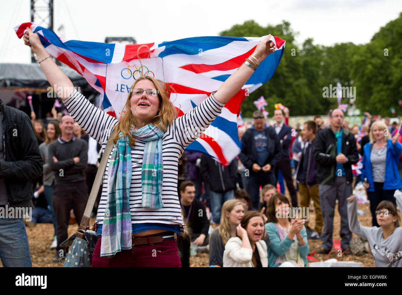 Cheering for Gold Stock Photo - Alamy