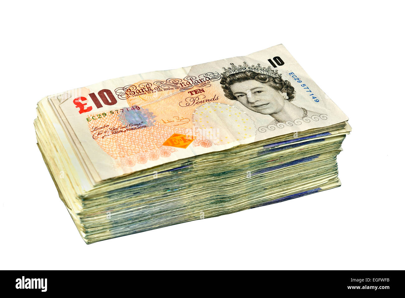 10 pound notes pile hi-res stock photography and images - Alamy