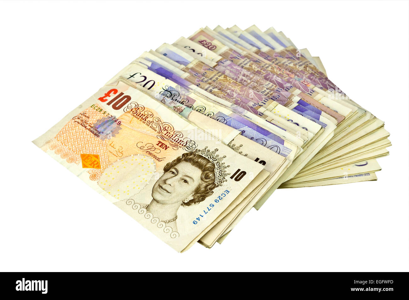 10 pound notes pile hi-res stock photography and images - Alamy